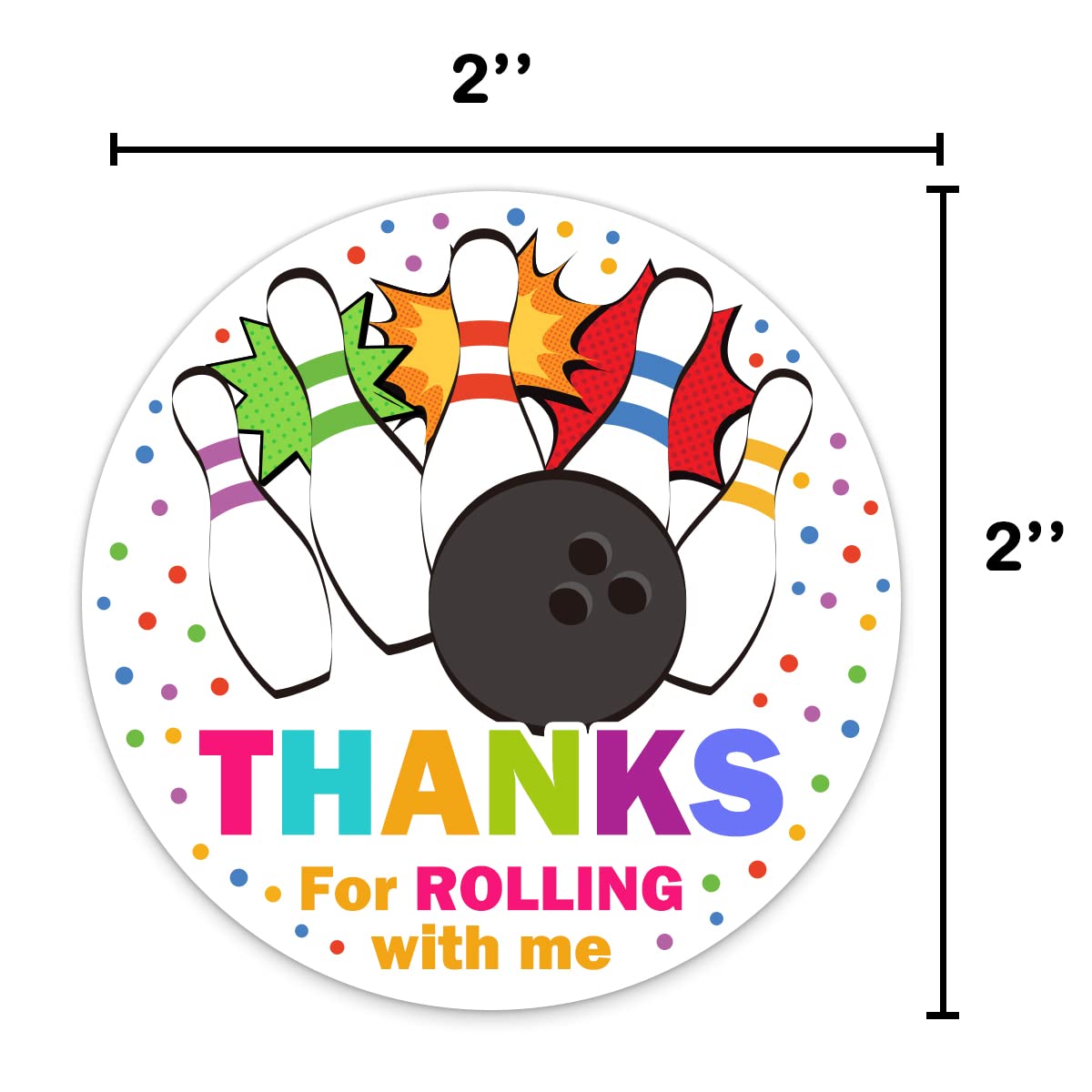 Bowling Party Thank You Sticker Labels, 2" Party Circle Stickers, Great for Party Favors, Envelope Seals & Goodie Bags(54 Count)