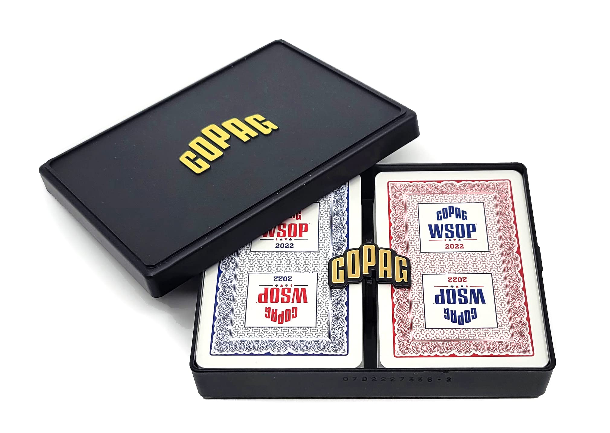 Copag 2022 WSOP World Series of Poker 100% Plastic Playing Cards, Bridge Size Regular Index Red/Blue Double Deck Set