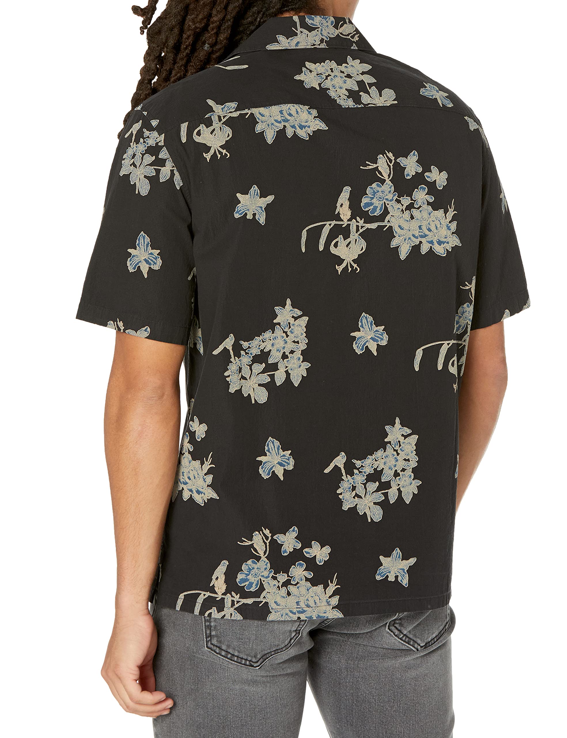 Club Monaco Men's SS CC Floral Toile, Caviar, L