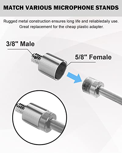 Boseen Mic Thread Screw Adapter, 3/8" Male to 5/8" Female Converter Threaded Screw Adapter for Microphone Stands and Mounts, 2PCS