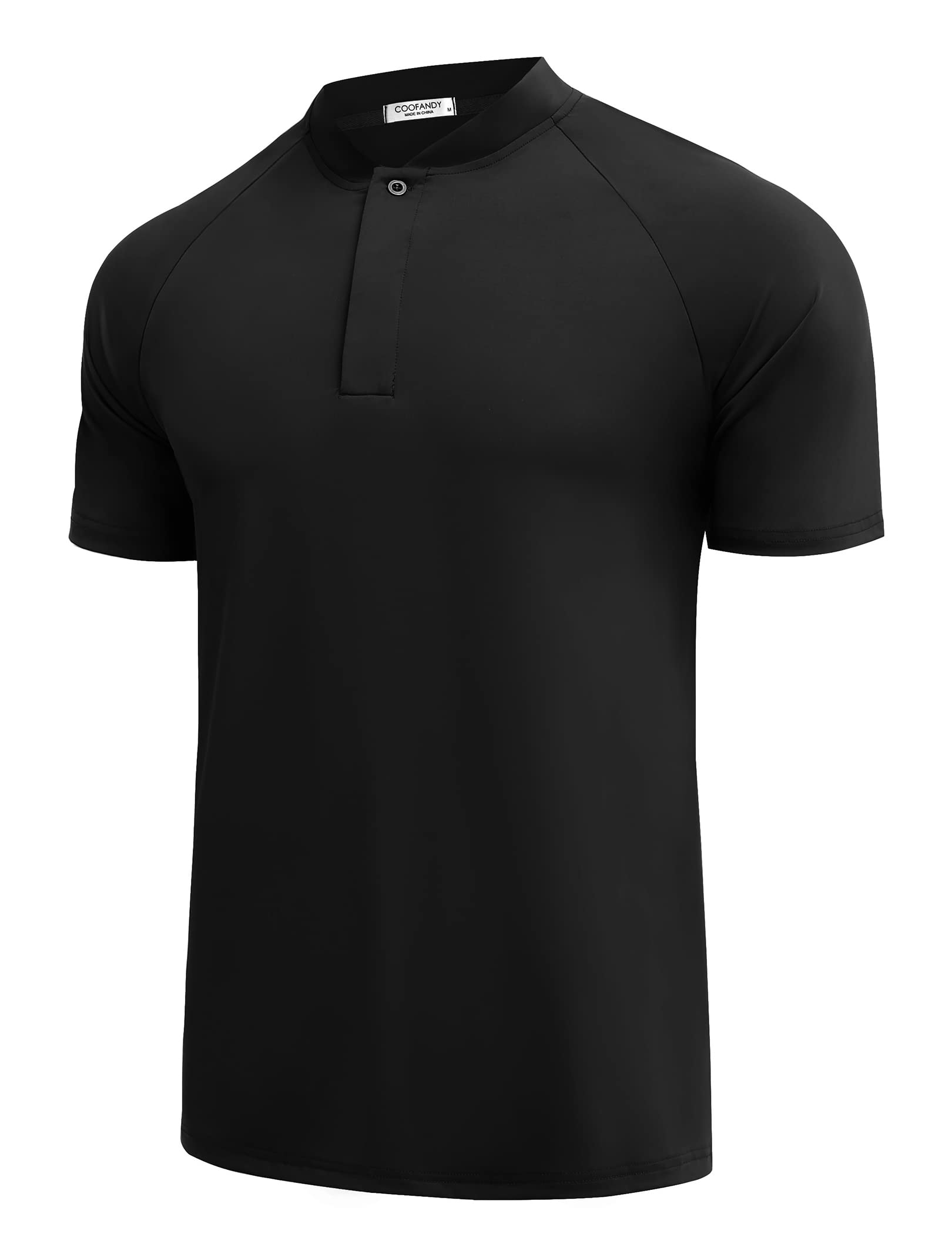 COOFANDY Men's Quick Dry Golf Polo Shirts Short Sleeve Henley Shirt Active Athletic Collarless Sports T Shirts