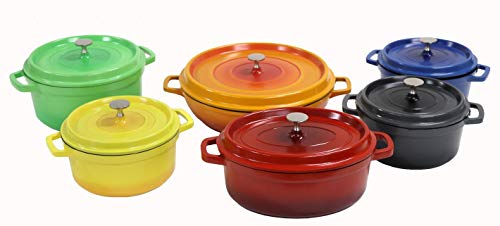 GET Heiss CA-011-G/BK Cast Aluminum Dutch Oven, 2.5 Quart, Round, Green