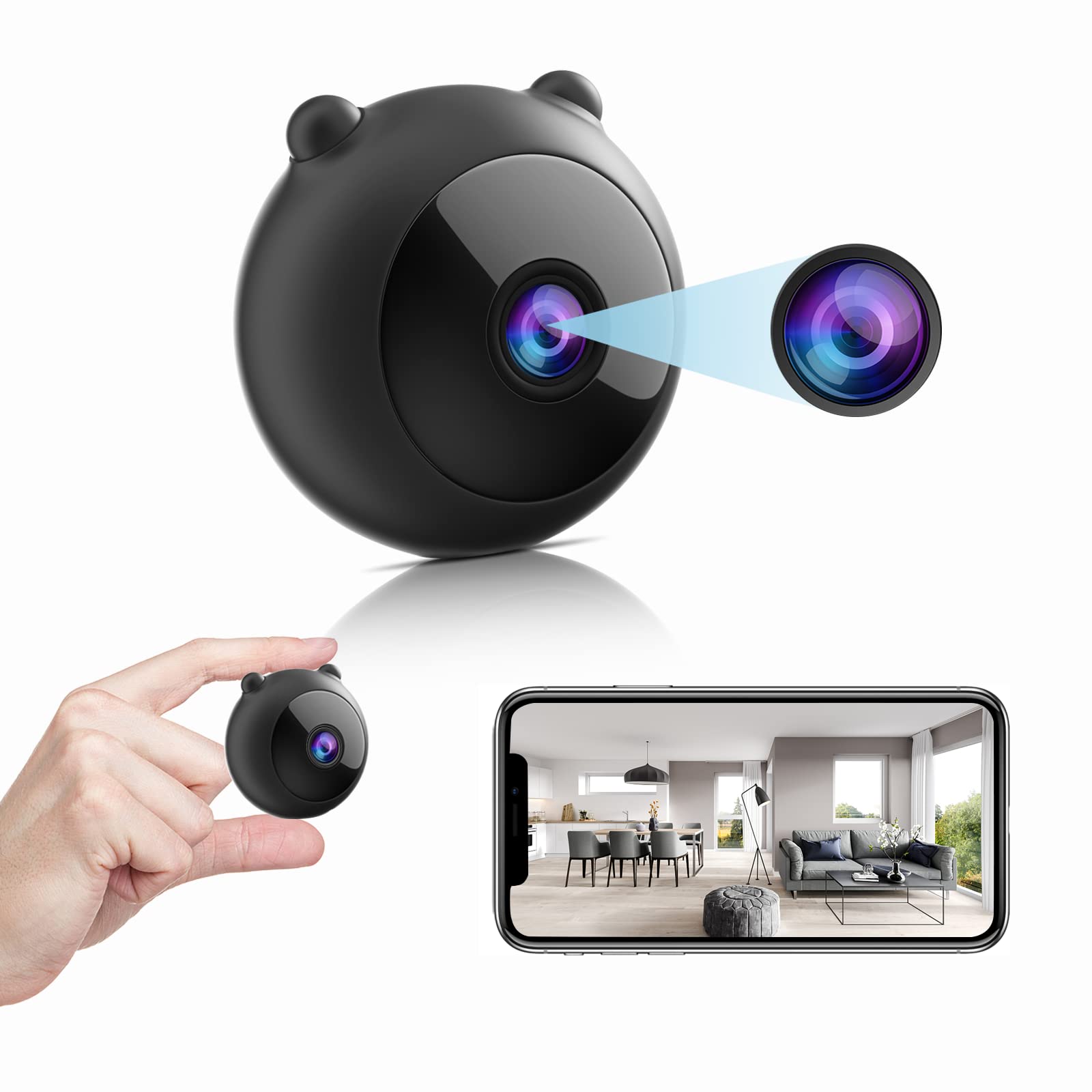 Mini Spy Camera 1080P Hidden Camera WiFi Hidden Camera Portable Small HD Nanny Cam with Night Vision and Motion Detection, App Remote Access - Indoor Covert Security Camera for Home