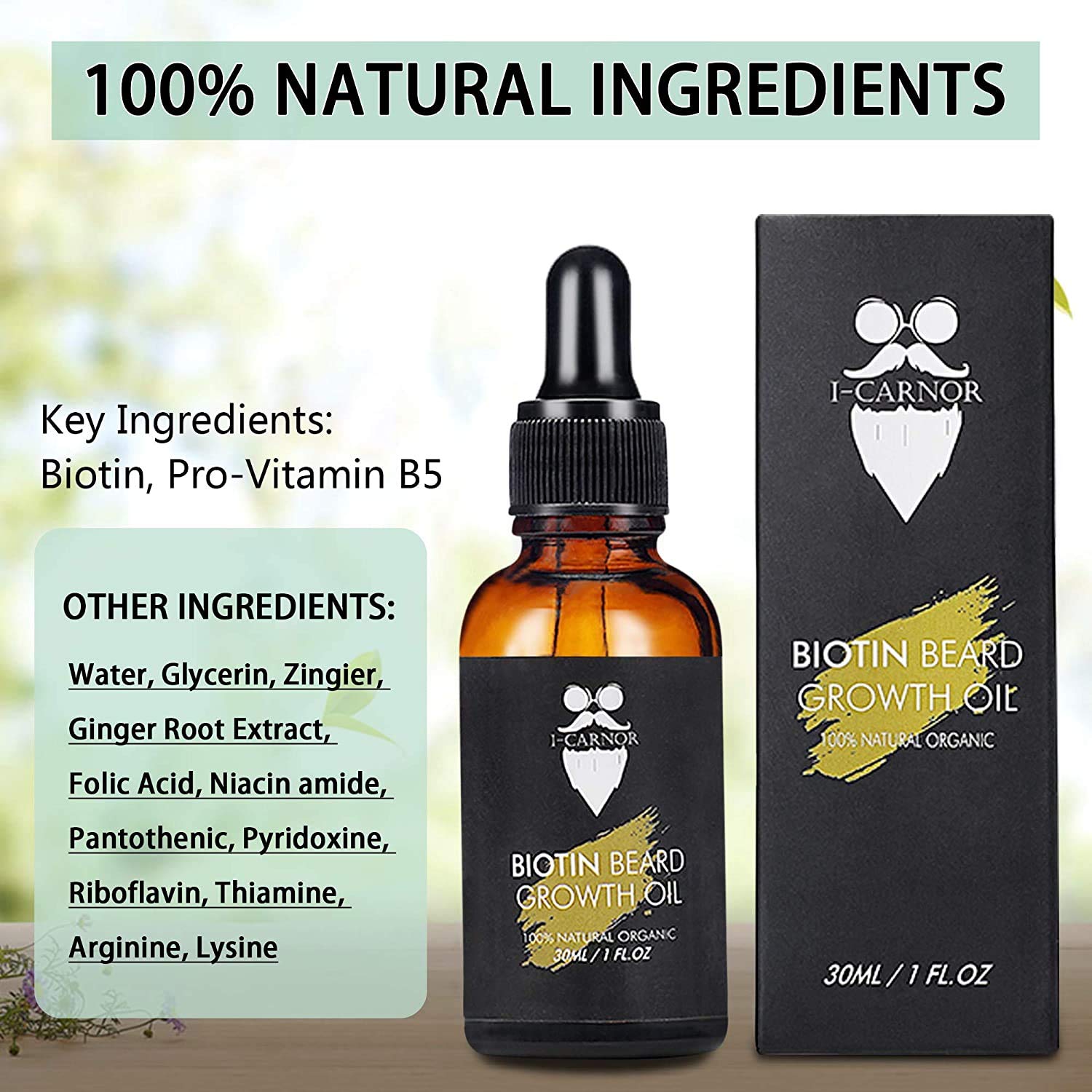 Biotin Beard Growth Oil for Men Patchy Beard Growth, Biotin Beard Oil for Men's Moustache Patchy Beard Growth
