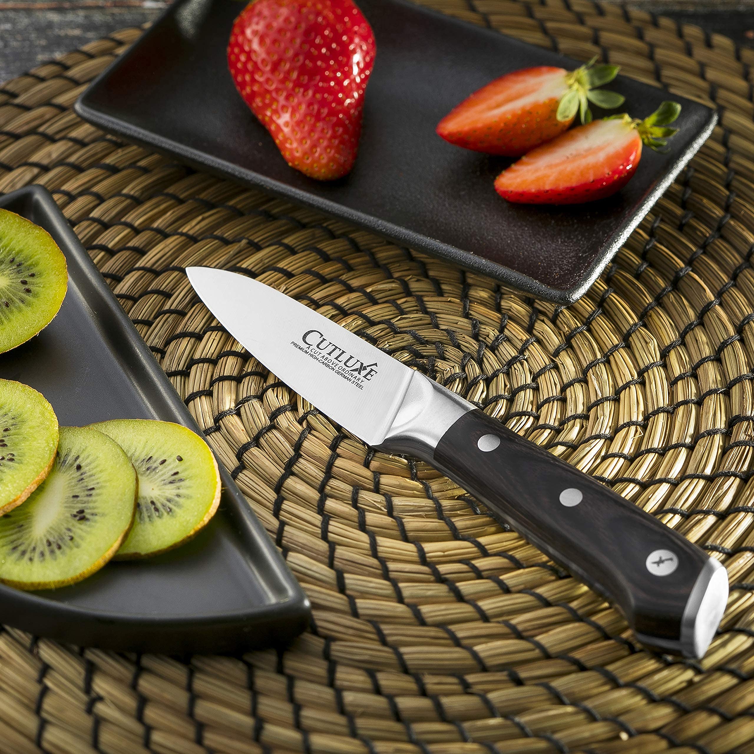 Cutluxe Paring Knife, Chef Knife & Utility Knife– Forged High Carbon German Steel – Full Tang & Razor Sharp – Ergonomic Handle Design – Artisan Series