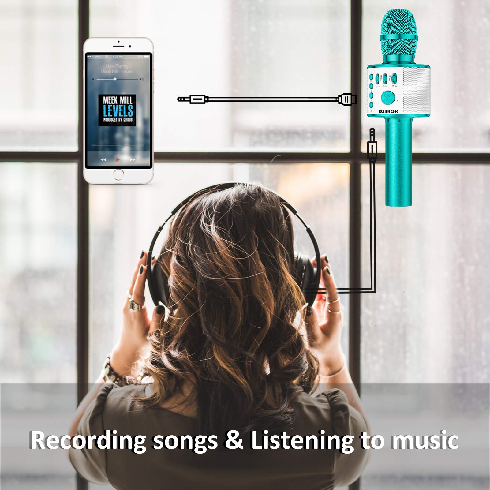 BONAOK 2 of Q37 Karaoke Microphone, Portable Karaoke Machine with Built in Speaker for Kids and Adults