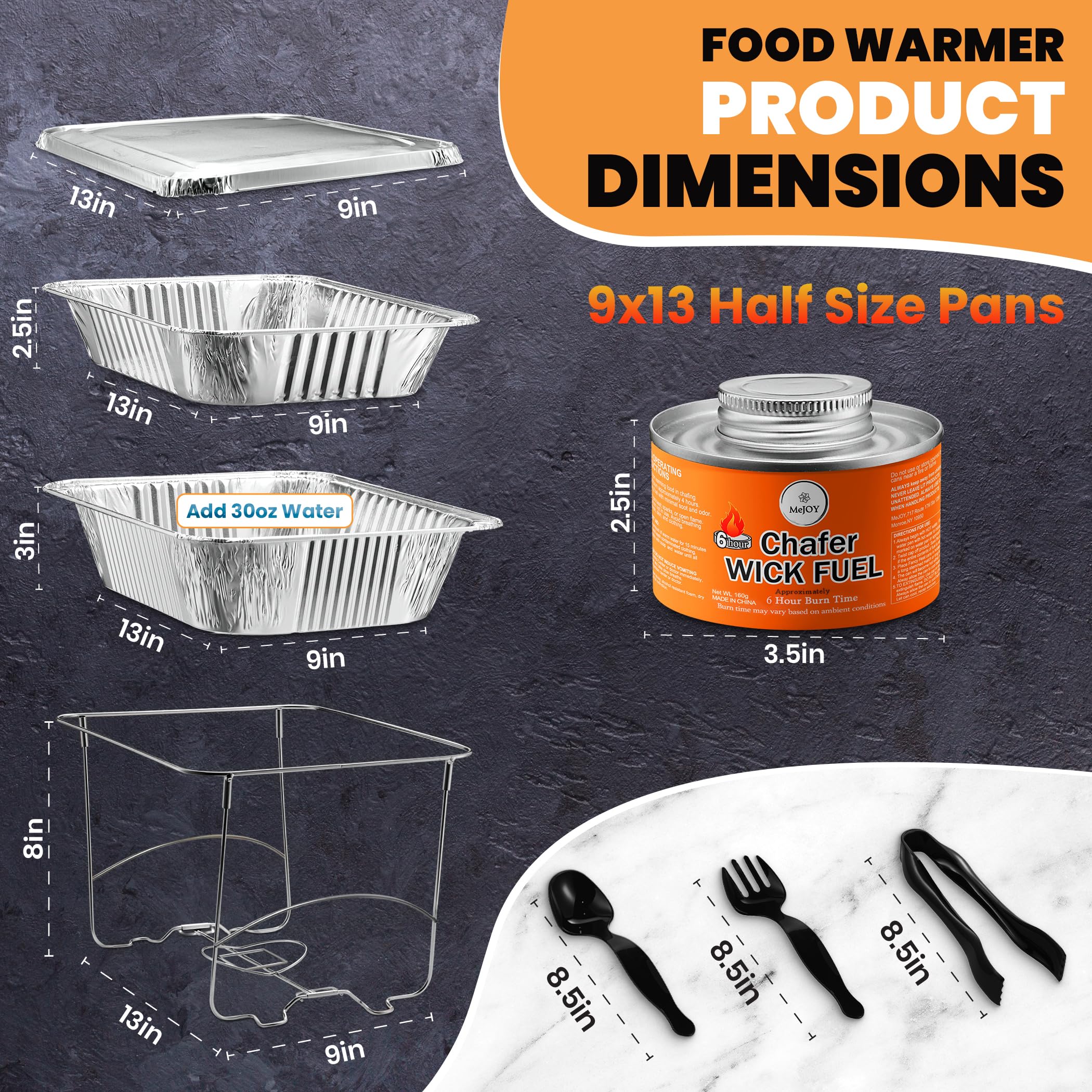 Disposable Chafing Dish Buffet Set, Foldable Rack for Storage Convenience, 6 Half Size Pans (9x13) Food Warmers for Parties & BBQ's, Catering Buffet Servers and Warmers Set for Indoor/Outdoor Events