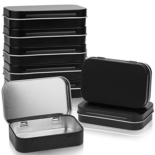 Fansunta 8 Pack Metal Rectangular Empty Hinged Tins Box 3.75 by 2.45 by 0.7 Inch Durable Small Empty Storage Tins with Lids for Storage Drawing Pin Jewelry Crafts