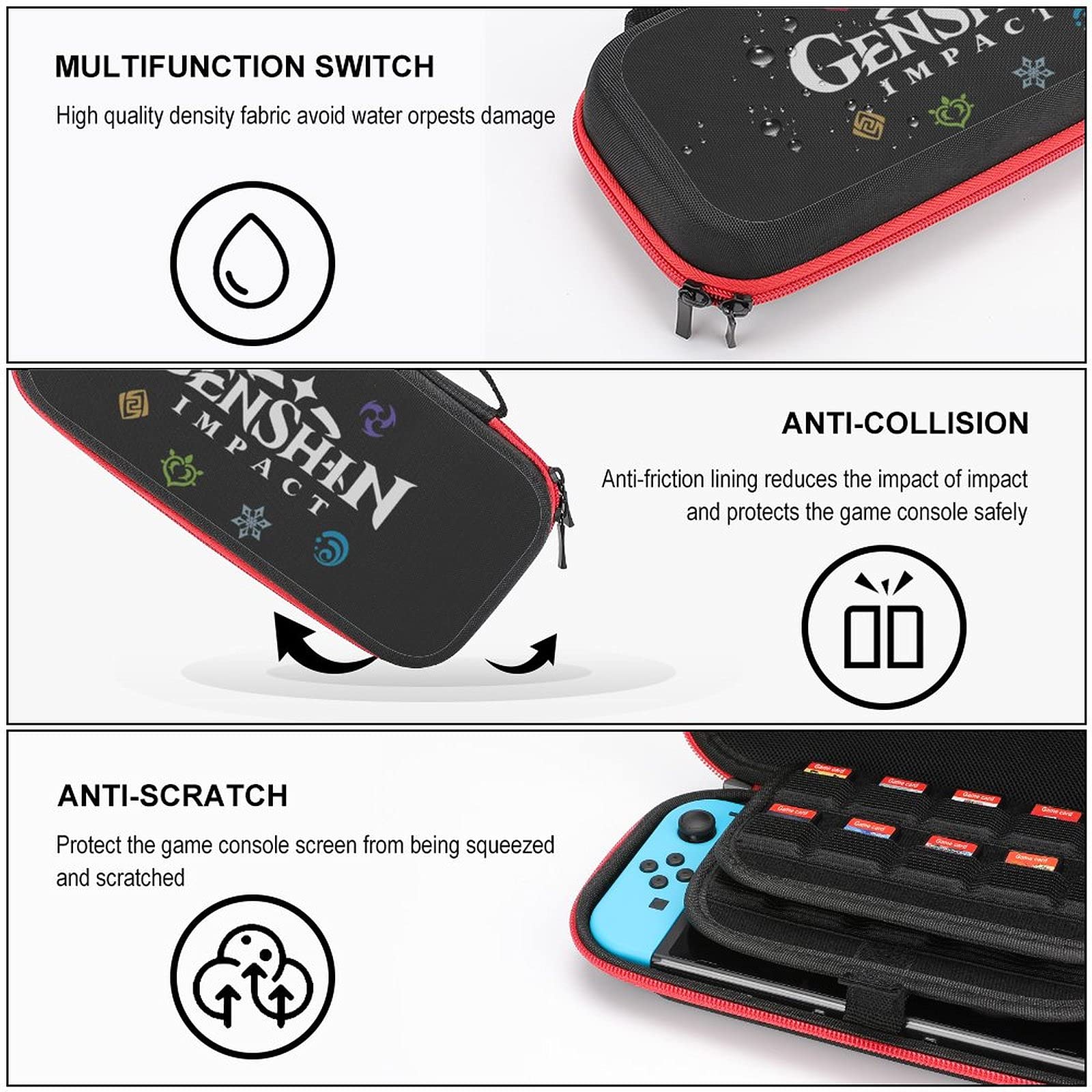 Carrying Case for Nintendo Switch, Anime Printing Protective Hard Shell Game Bag With 20 Game Card Slots for Nintendo Switch Console & Accessories