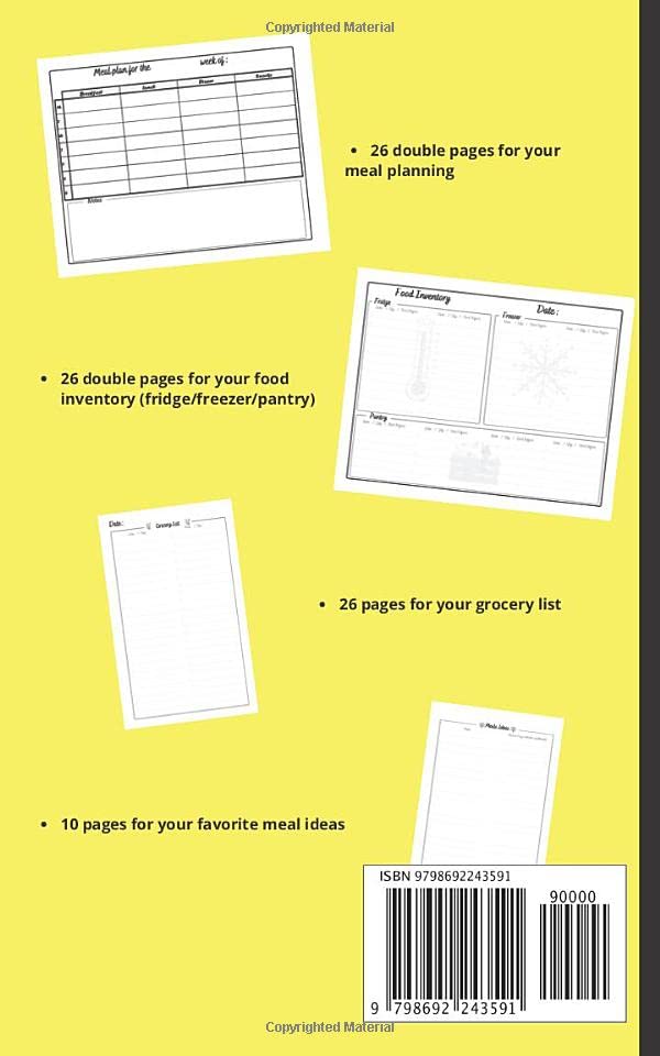 Meal Planner - Food Inventory - Grocery List: 3-in-1 logbook for household organization | The book includes pages for meal planning, ... pages to note down your favorite meal ideas