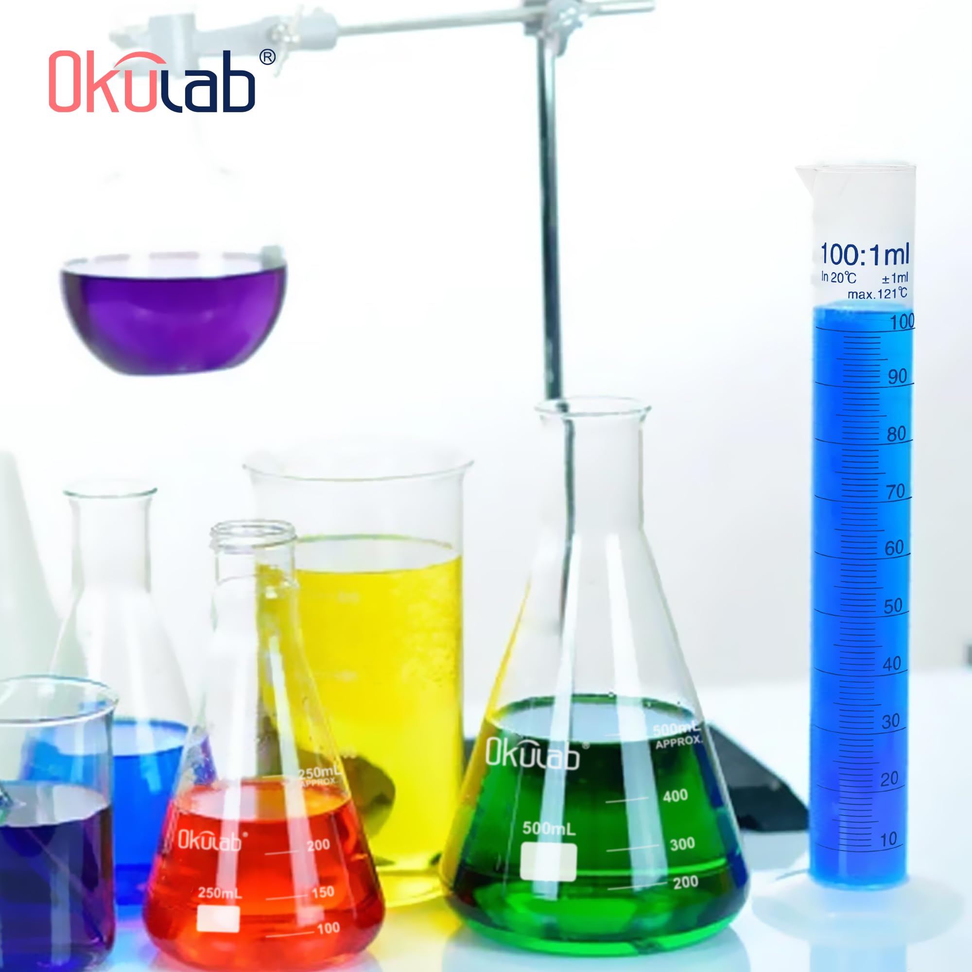 Economic Graduated Measuring Cylinder, 2pcs of Vol.500ml, PP material, with Blue Printed Graduation,MCP500A2