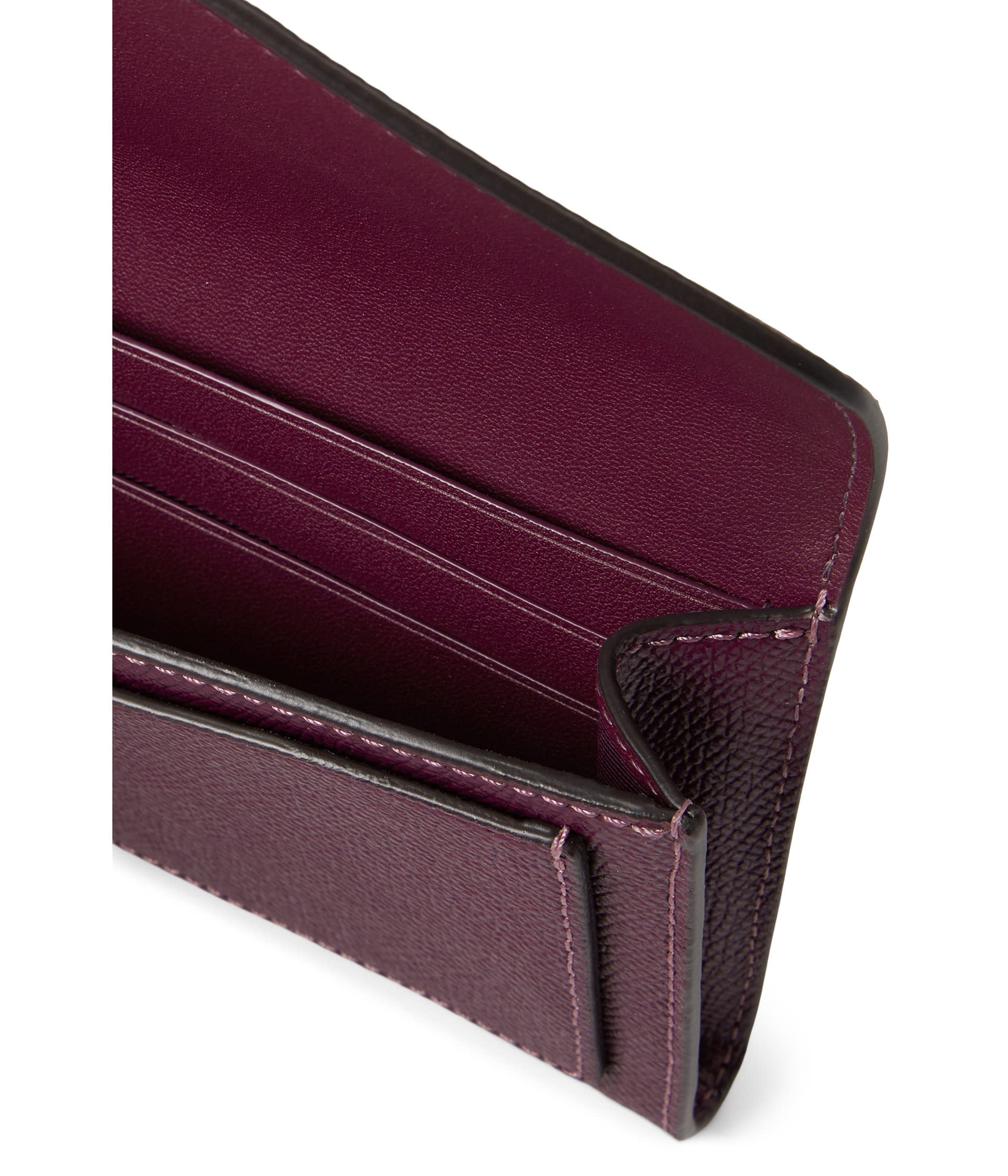 Coach Cross Grain Leather Wyn Soft Wallet Deep Berry One Size