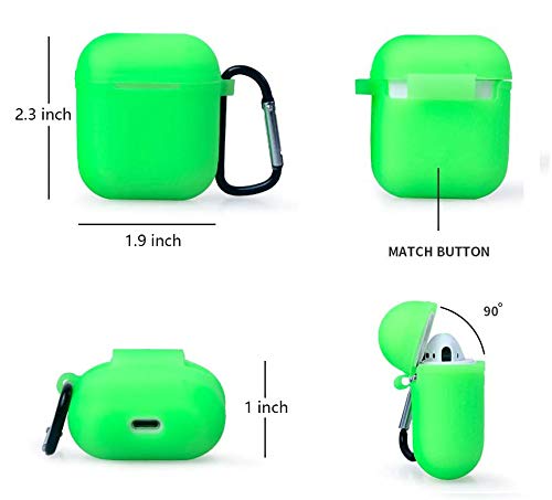 GUH Green AirPods Case Cover, Full Protection, Glows in The Dark, Made of Special Safety Silicone.(Green)