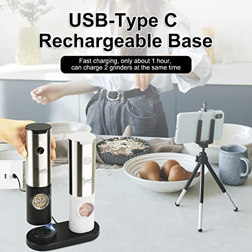 π΅ππ πΌπππππ
ππ
PwZzk Electric Salt and Pepper Grinder Set Rechargeable USB One Hand Automatic Operation Stainless Steel Electronic Spice Mill Shakers With Adjustable Coarseness (2 Pack)