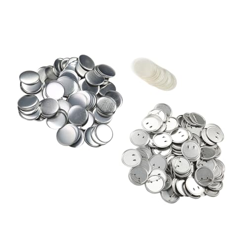 Button Badge Parts Set, Metal 100 Sets Rust Proof DIY Supplies Pin Back Button Parts for Button Making Machine (44MM)