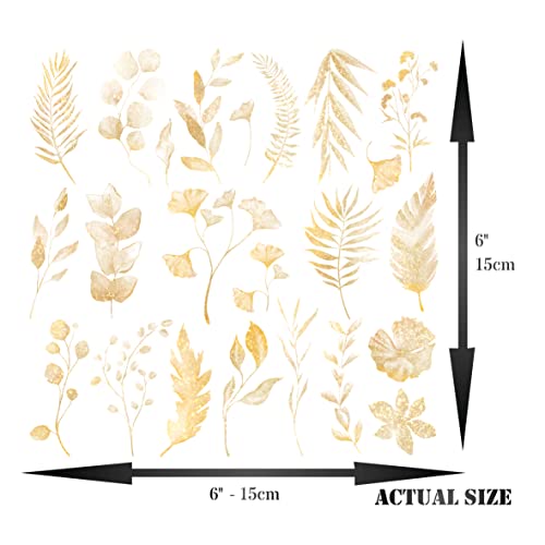 Gold Leaf Rub on Transfer, 6 x 6 inch Sheet - Dry Rub-On/Off Transfers Stickers for Decoupage Scrapbooking Crafts Mixed Media Collage Art