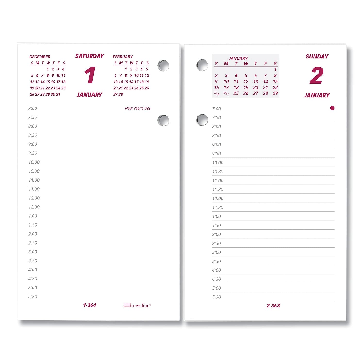 Brownline 2024 Daily Desk Calendar Refill, 12 Months, January to December, 6" x 3.5" (C2R-24)
