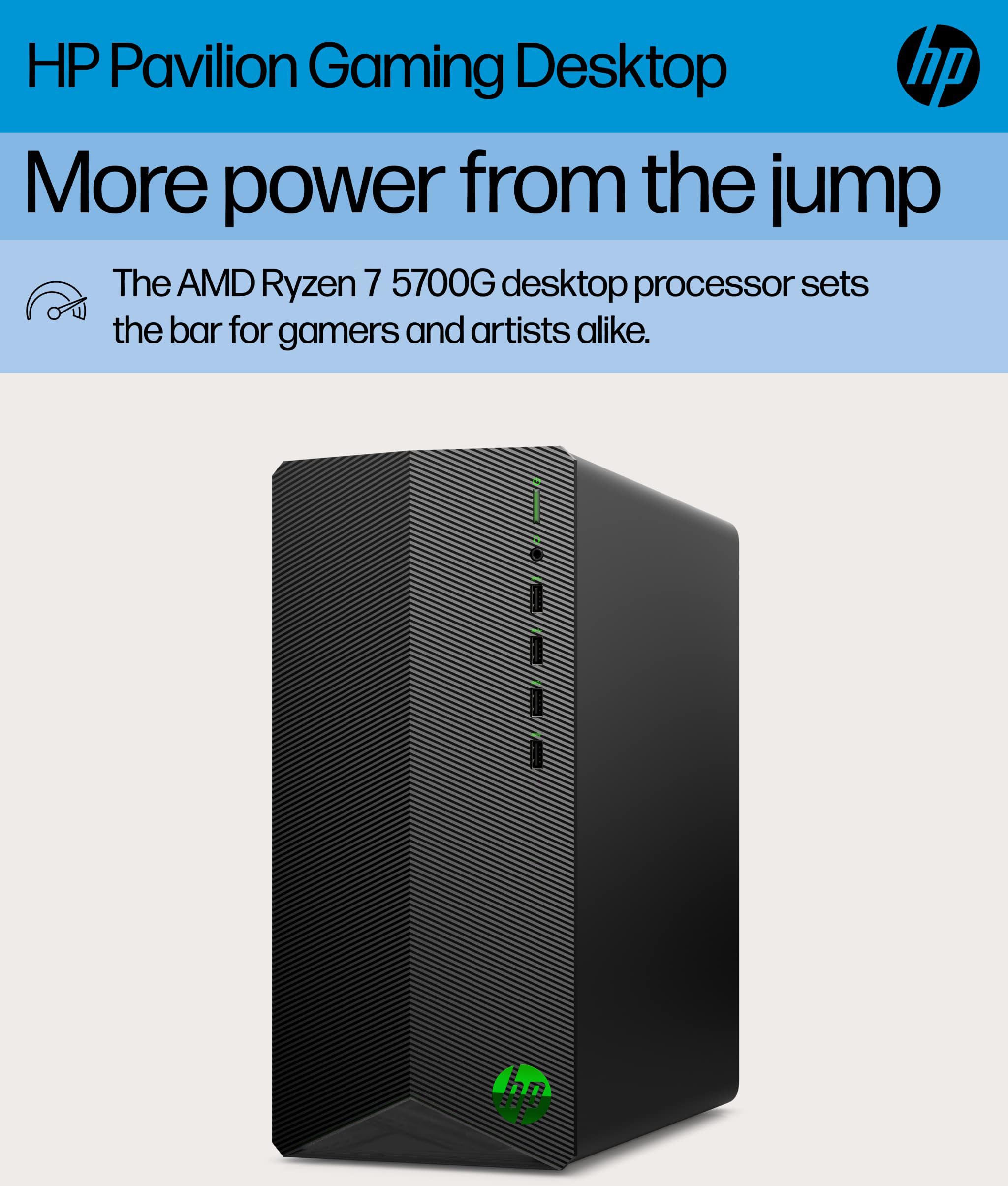 HP Pavilion Tower Desktop Computer, Octa-Core AMD Ryzen 7 5700G (Beat i7-11700K), 12GB DDR4 RAM, 4TB PCIe SSD, WiFi 6, Bluetooth, RJ-45, HDMI, VGA, Keyboard and Mouse, Windows 11 Pro, WE/PGPY
