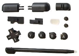 Onyx Black - Full Repair Parts Replacement Shell Kit for Nintendo DS Lite with Hinge Set