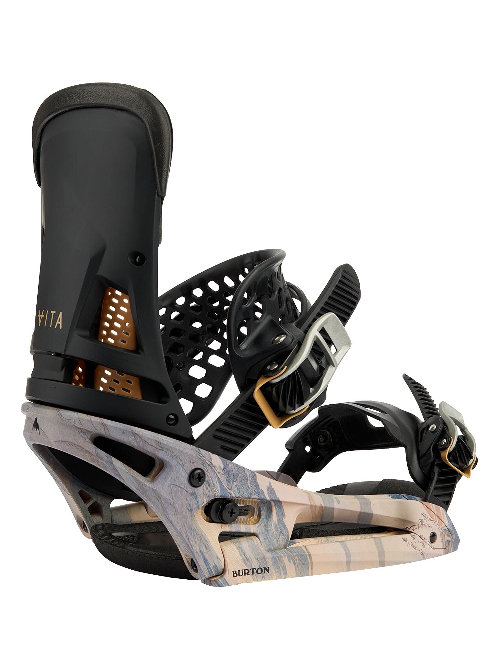 BURTON Malavita EST Mens Snowboard Bindings Dark Grey/Print Sz M (8-11)
