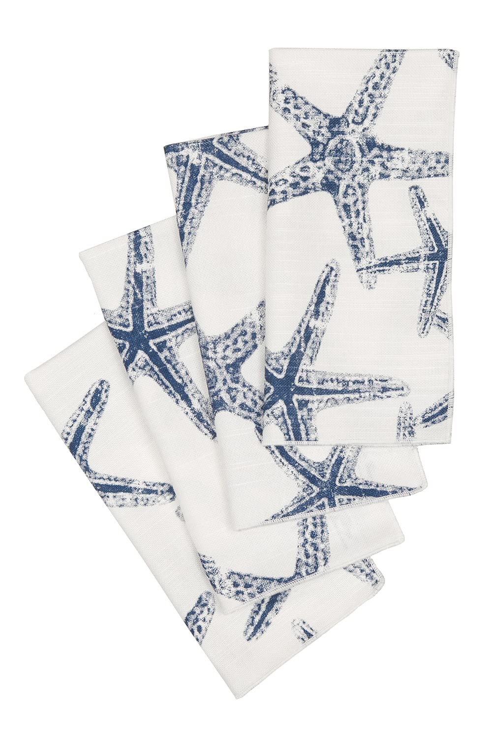 Cloth Napkins Table Linens Linen Napkins Dinner Napkins Nautical Beach Set of 12 Starfish Blue 18" x 18"