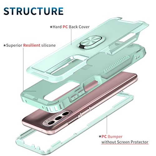 Moto G Stylus 2022 Case, UZER Three Layer Ring Style 360 Rotating Hybrid Armor Hard PC & Soft Silicone Shockproof Anti Slip Full-Body Defender Protective Case for Motorola Moto G Stylus (5G/4G) 2022
