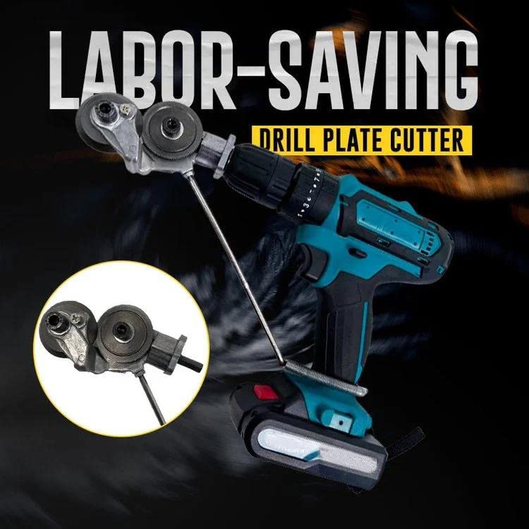 Electric Drill Plate Cutter, Power Sheet Metal Shear, Metal Cutter Drill Attachment Double Headed Sheet, Metal Sheet Cutter Head for Electric Drill Clippers Scissors (Stainless Steel)