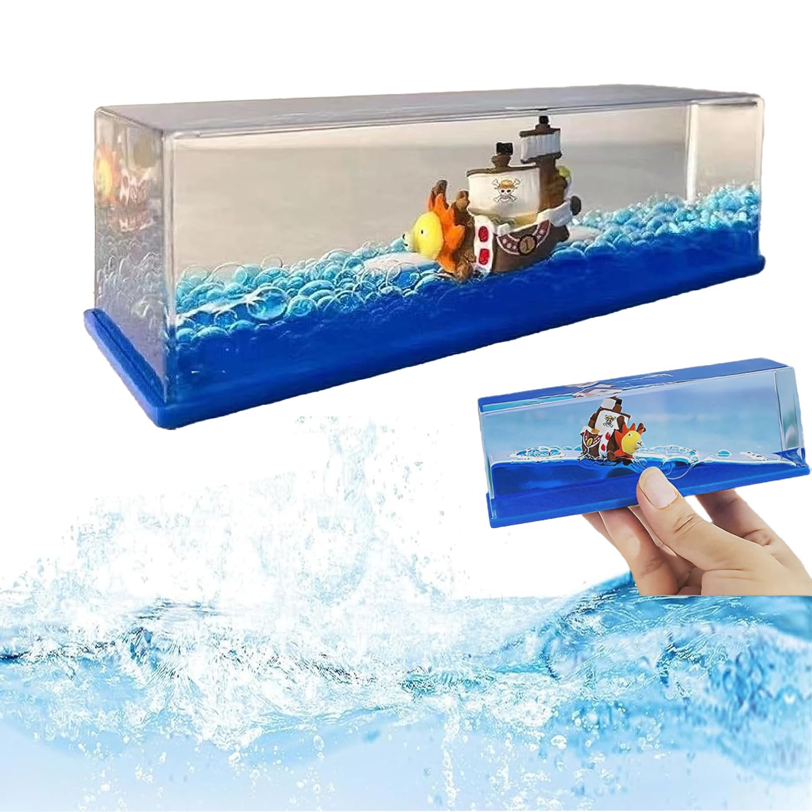 Ecqizer Unsinkable Ship in A Bottle, Cruise Ship Fluid Drift Bottle, Unsinkable Boat in A Box That Never Sinks for Home Decor Display, Holiday Gifts for Friends (Thousand Sunny), PLCP-01