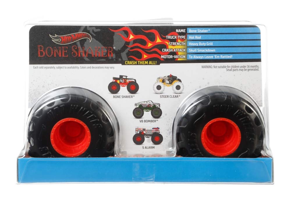 Hot Wheels Monster Trucks Bone Shaker die-cast 1:24 Scale Vehicle with Giant Wheels for Kids Age 3 to 8 Years Old Great Gift Toy Trucks Large Scales