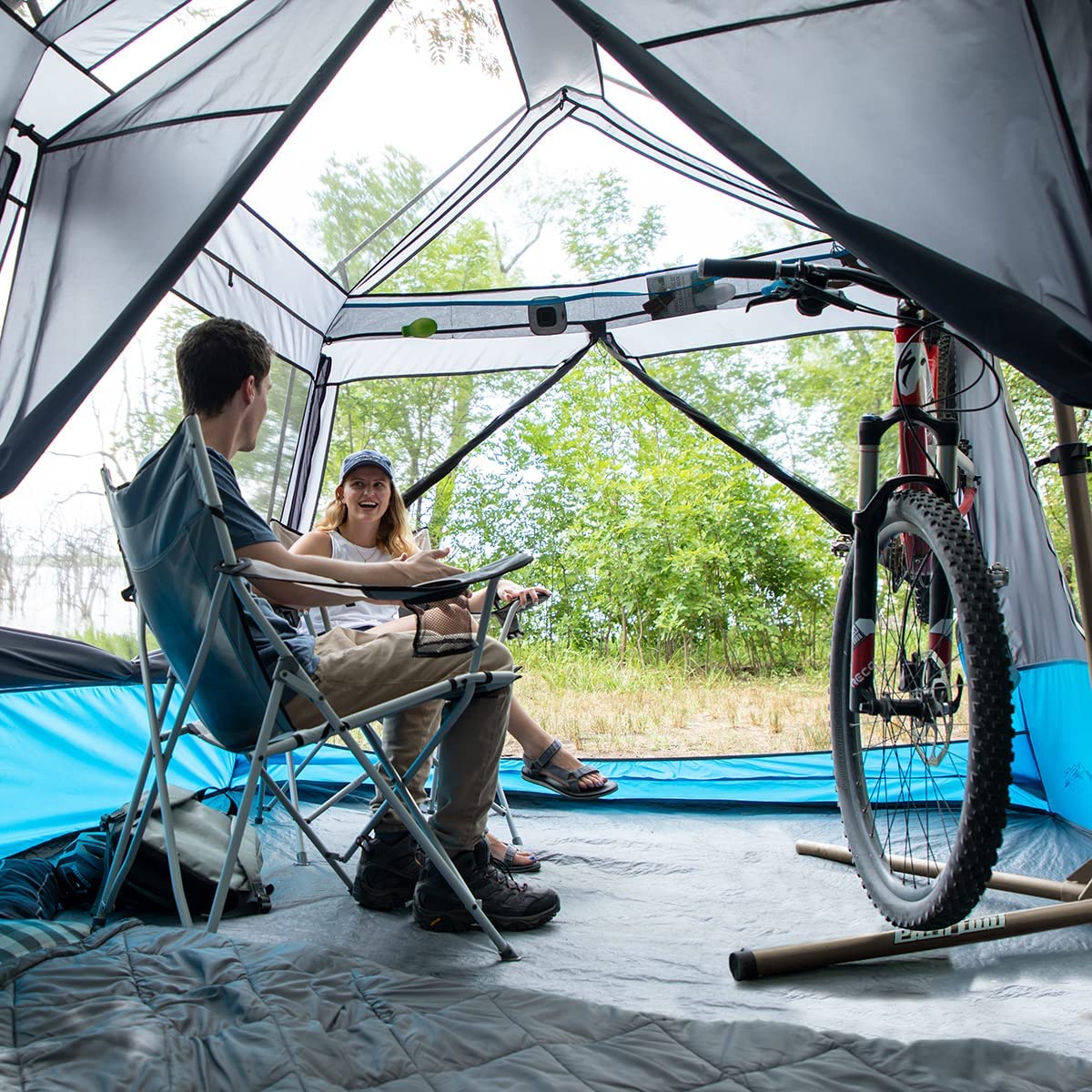 CORE 9 Person Lighted Instant Cabin Tent with Included Footprint and Tent Kit