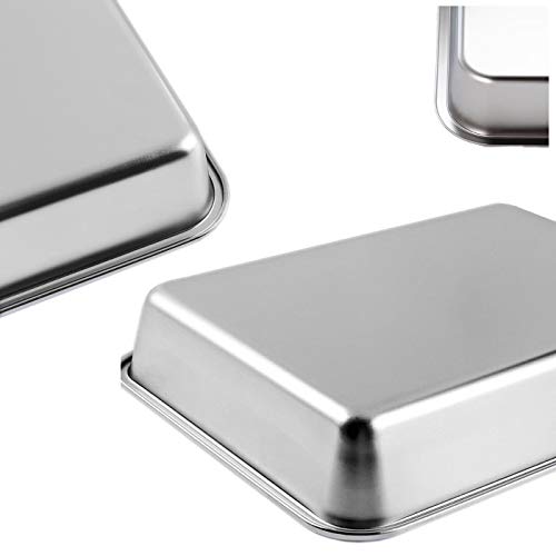 KUNWU Stainless Steel Food Grade 20" x 14" x 6" Extra Large Cat Litter Box with Silver Scoop Set