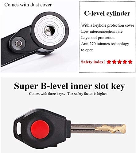 Bike Lock, Six-Section Folding Lock, Safety MTB Folding Bike Lock Professional Anti-Theft Alloy Steel Foldable Bicycle Lock(Color:Blue)