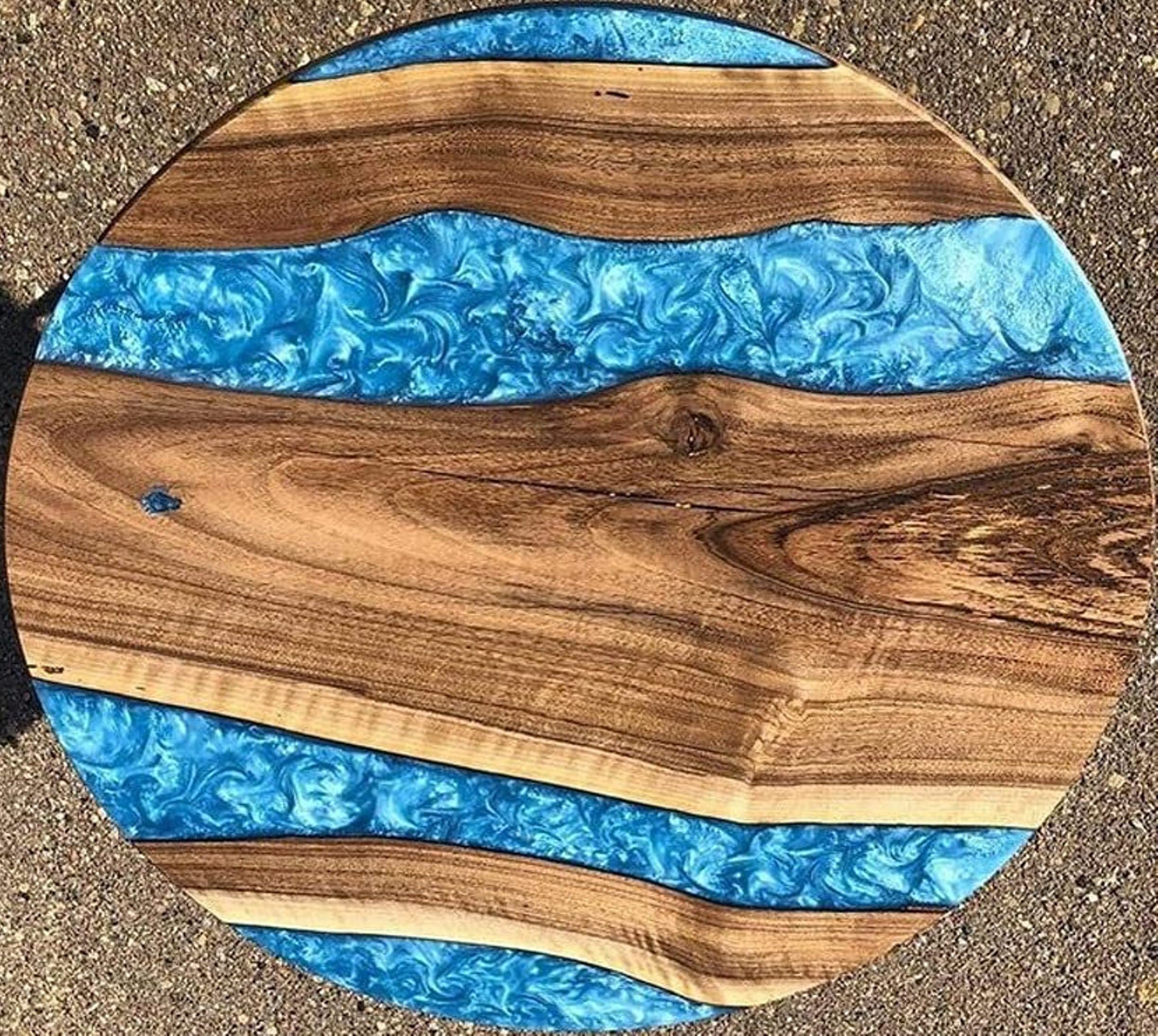 Epoxy Table, Live Edge Wooden Table, Epoxy Resin River Table, Natural Wood,Dining Table, Natural Epoxy Table, Resin Table 54" x 54" Inch