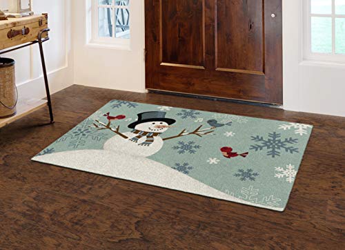 Brumlow MILLS Snowman Songs Holiday Decorative Christmas Celebration Area Rug for Front Door, Entryway, Kitchen or Bedroom Mat, 2'6" x 3'10", Teal