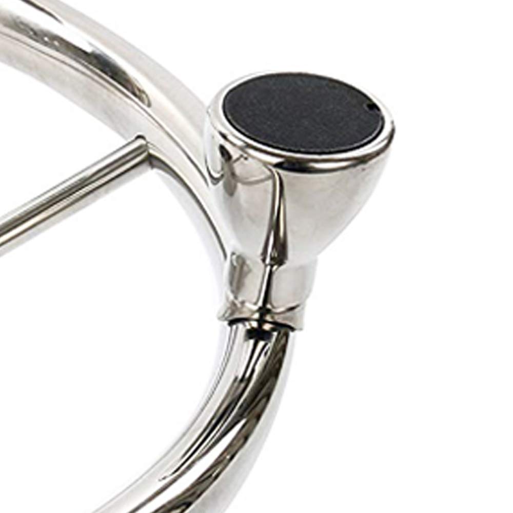 Boat Steering Wheel 5 Spoke 13.5 inch Stainless Steel with Knob and Cap Destroyer Style Marine 131/2 inch