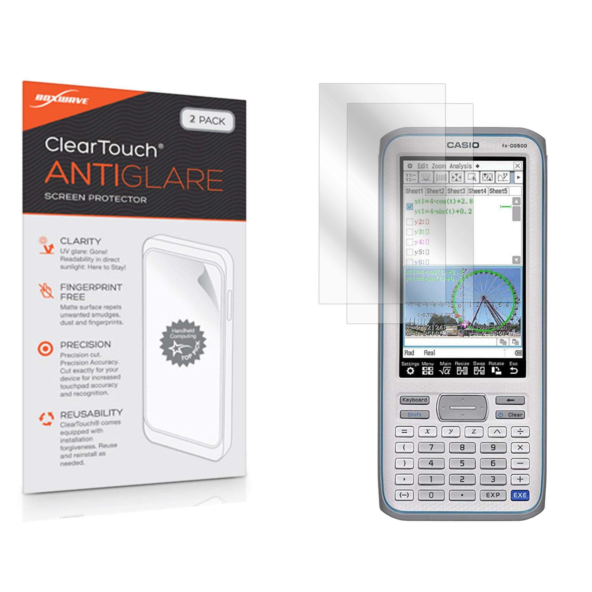 BoxWave Screen Protector Compatible with Casio FX-CG500 - ClearTouch Anti-Glare (2-Pack), Anti-Fingerprint Matte Film Skin for Casio FX-CG500
