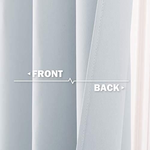 NICETOWN Greyish White Room Darkening Valances - Energy Efficient Kitchen Grommet-Top Kitchen Curtain Panels for Short Windows (2-Pack, W42 x L18 + 1.2 inches Header, Platinum-Greyish White)