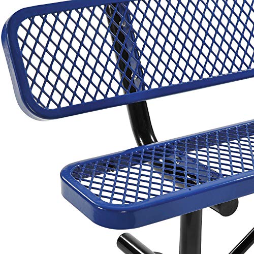 Global Industrial 96" L Expanded Metal Mesh Bench w/Back Rest, Blue