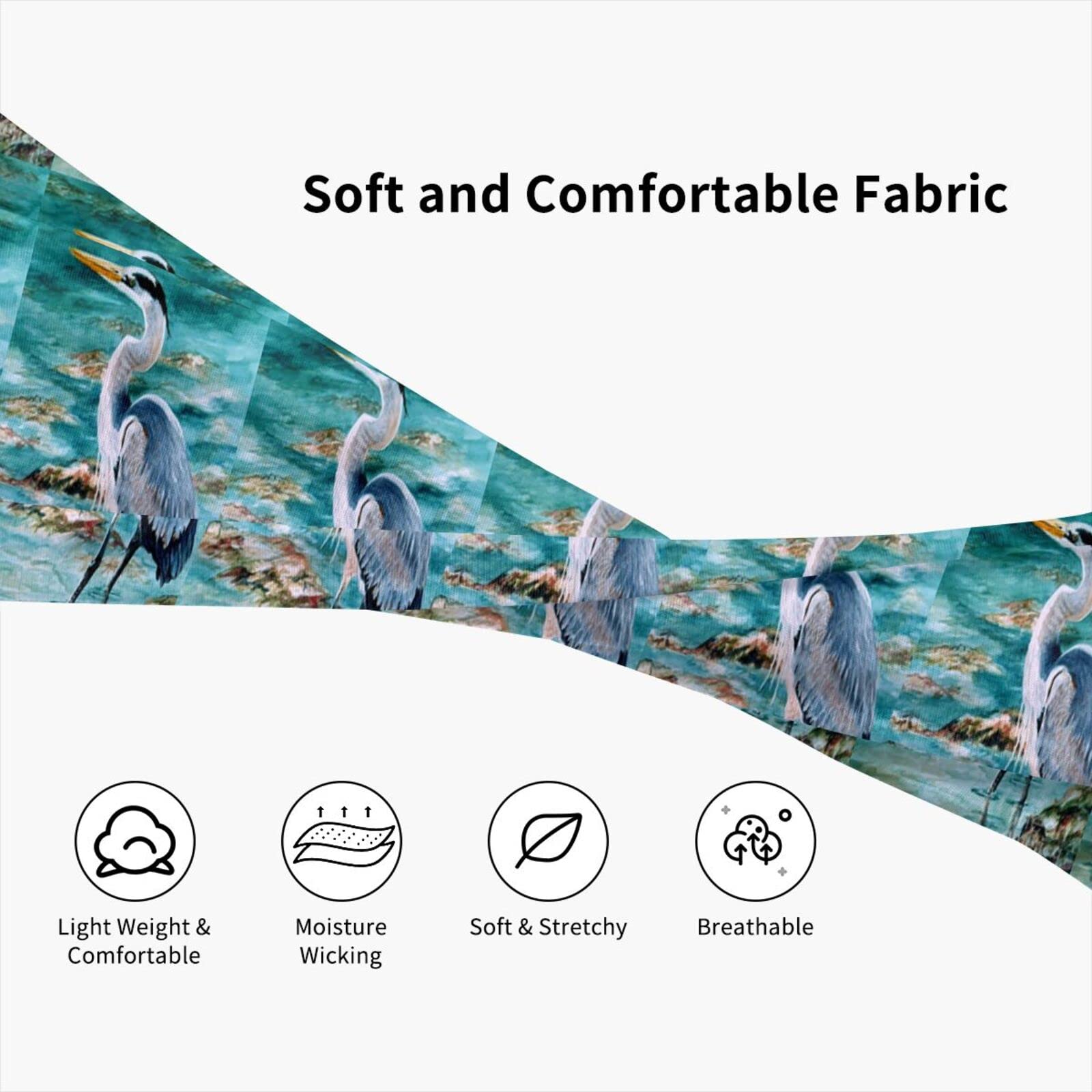 Camping Headband Great Blue Heron Moisture Wicking Non-Slip Sweatbands