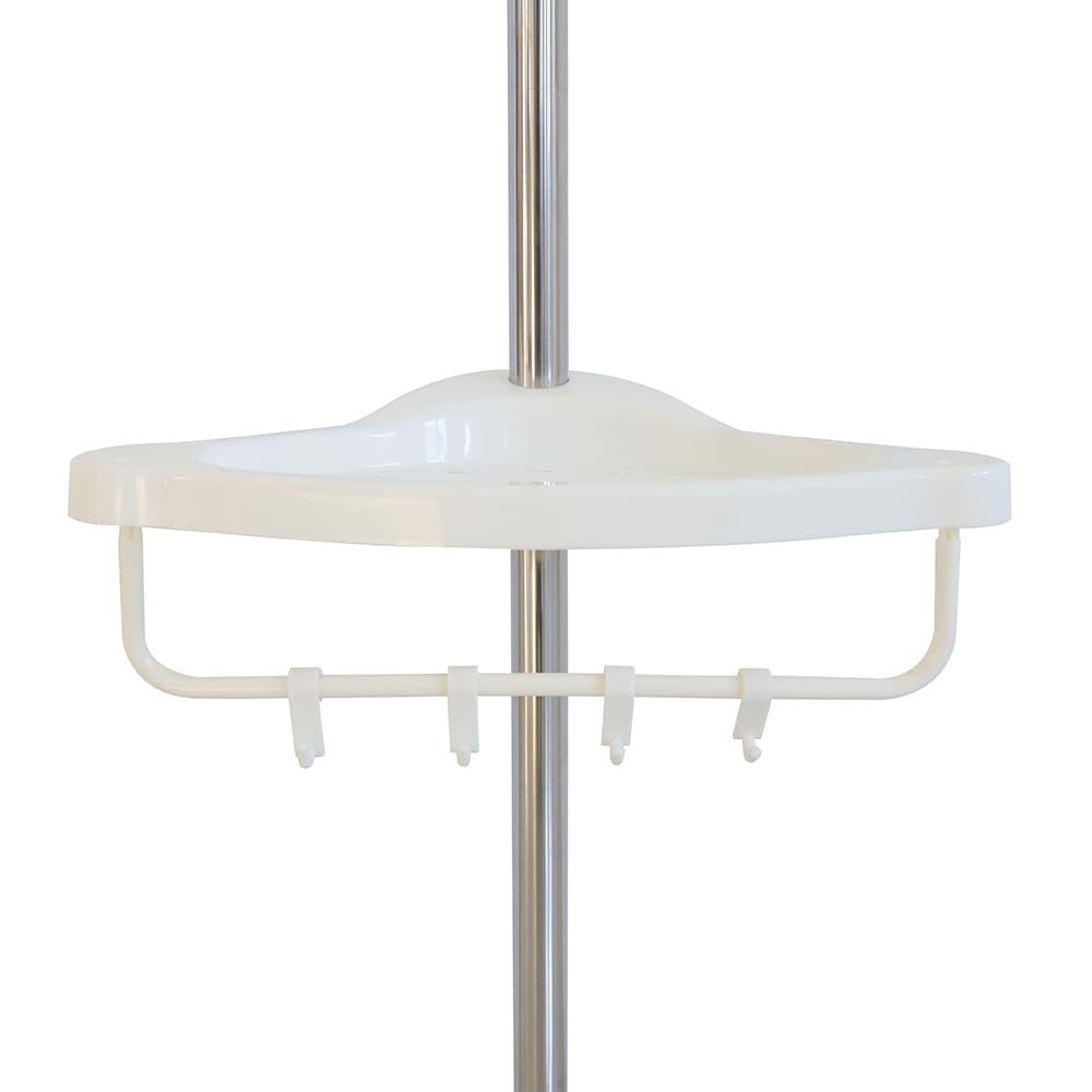 Dodoam 4 Tier Bathroom Corner Shower Rust Proof Telescopic Rod Storage Rack Organizer for Bathtub Shampoo Storage, 43 to 122 Inch Height