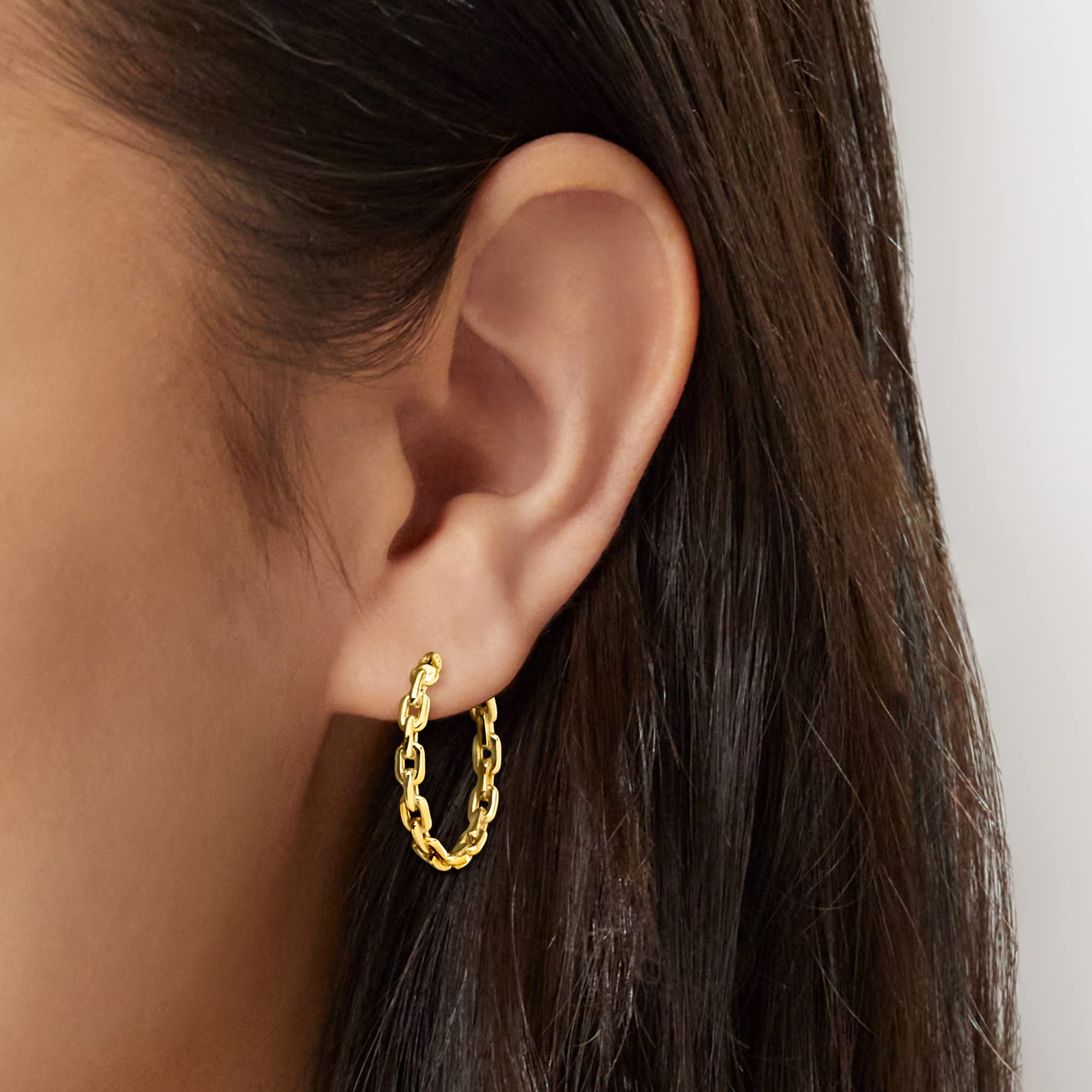 Canaria Fine Jewelry 10kt Yellow Gold Paper Clip Link Hoop Earrings