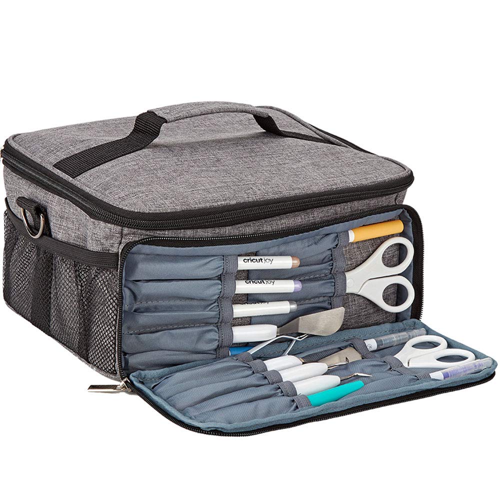 HOMEST Carrying Case for Cricut Joy and Cricut Easy Press Mini, Portable Tote Storage Organizer Bag with Handle for Pens and Craft Tool Set, Purple