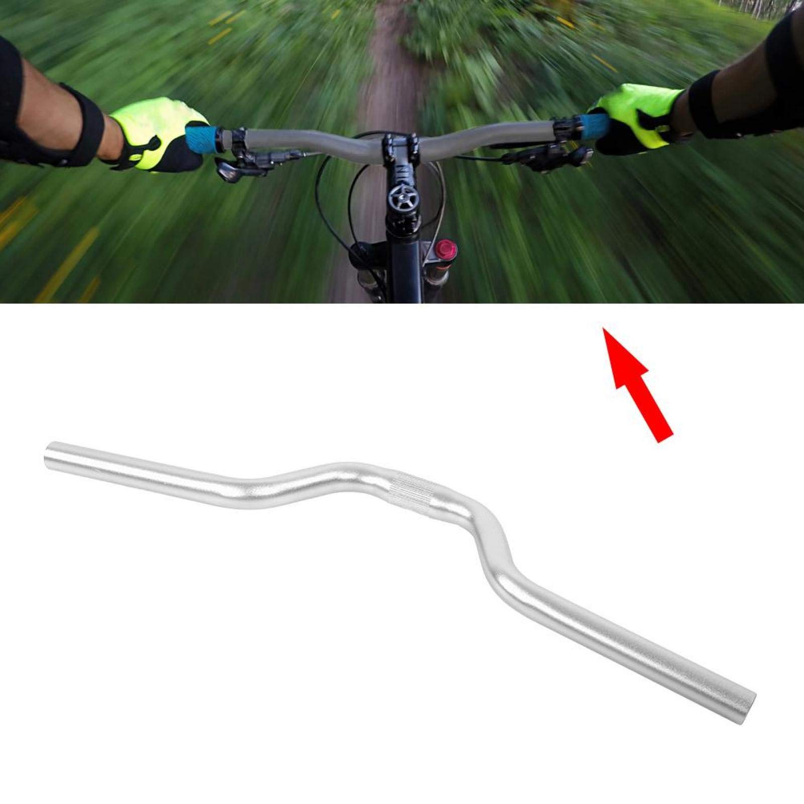 Bicycle Handlebar, Aluminum Alloy Swallow Shaped Handlebar 25.4mm*520mm Riser Handlebar for Mountain Road Bikes( Silver)