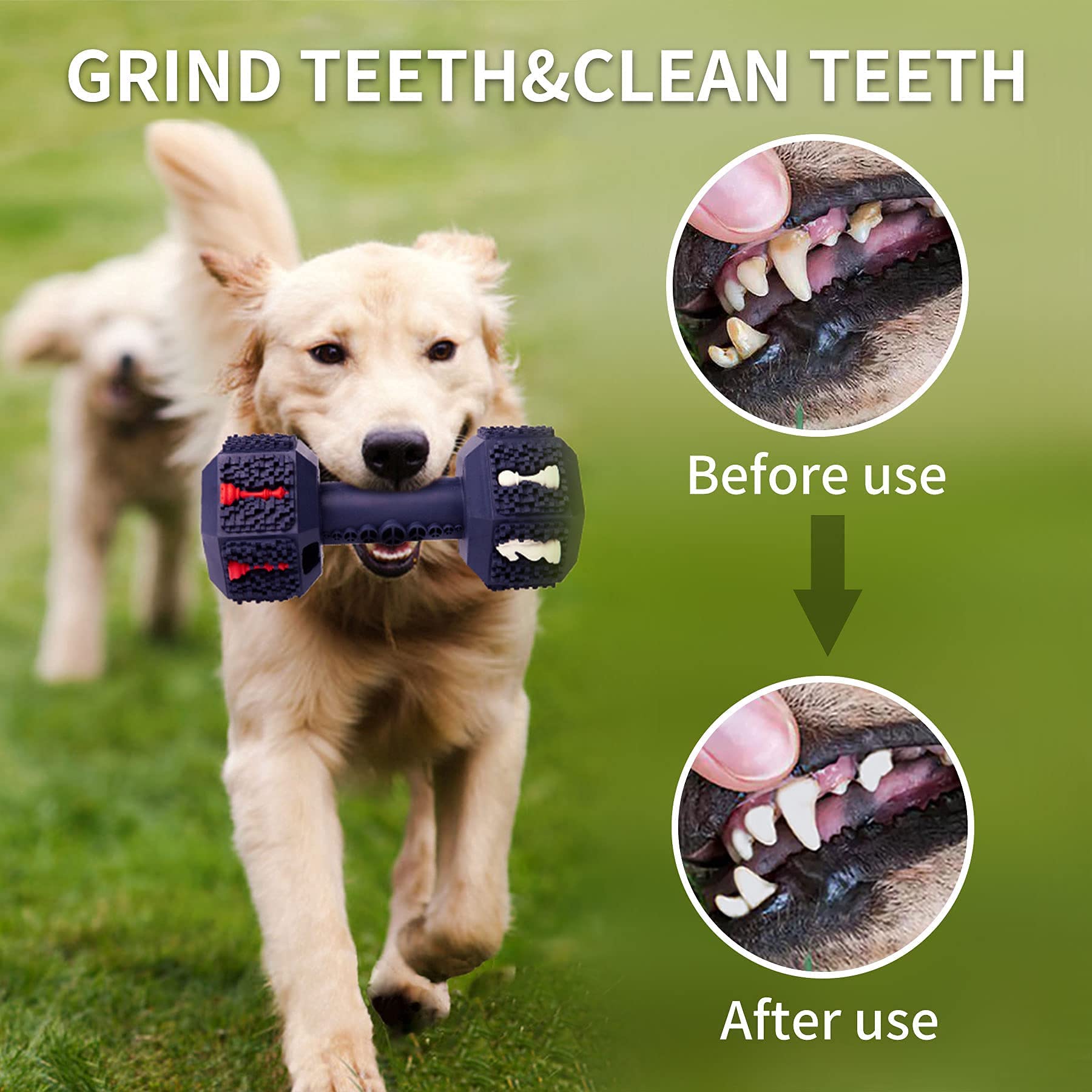 RongHousing Dumbbell Dogs Toys for Aggressive Chewers: Puppy Chew Toys with Bacon Milk Flavored - Interactive Dog Toys for Medium Small Breed.(Large, Blue)