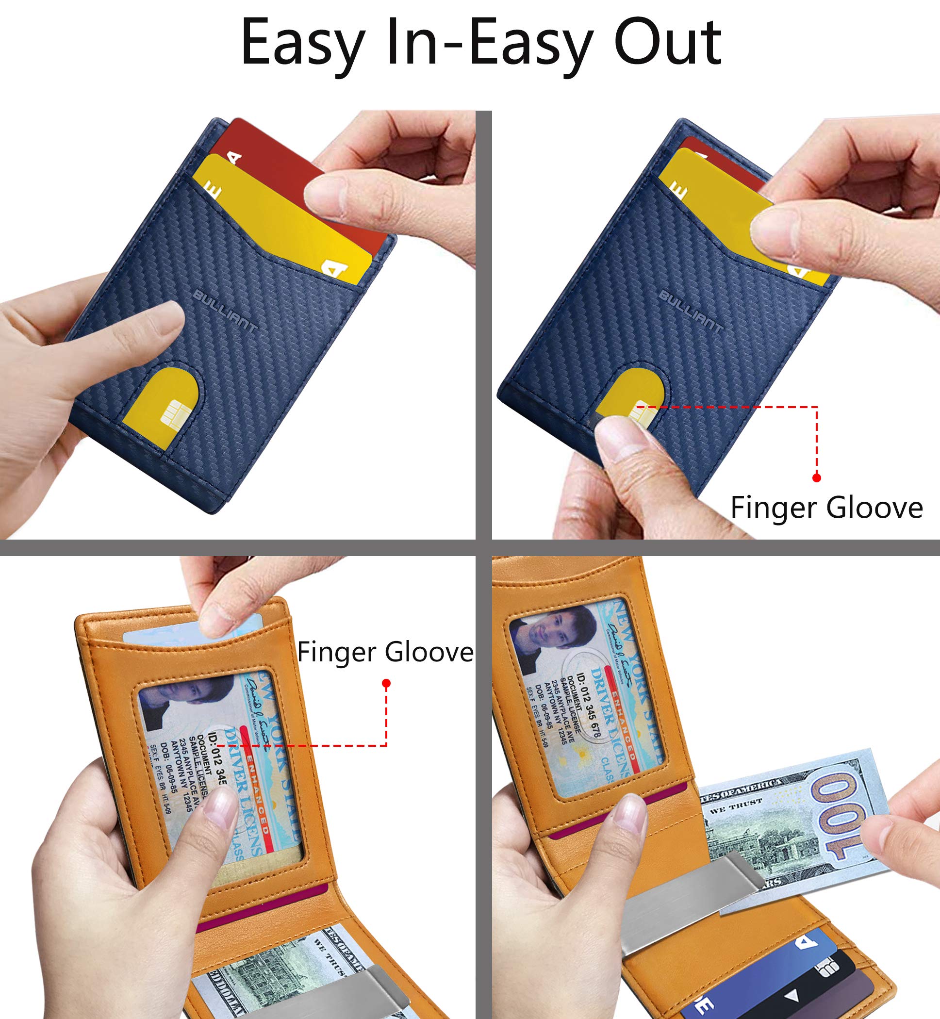BULLIANT Slim Wallet Money Clip, Mens Front Pocket Wallet For Men 8 Cards 3"x4.25",RFID Blocking,Gift Boxed