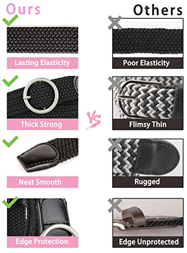 Drizzte Plus Size Belts 67inch Womens Stretch Belt Black Elastic Belts for Women
