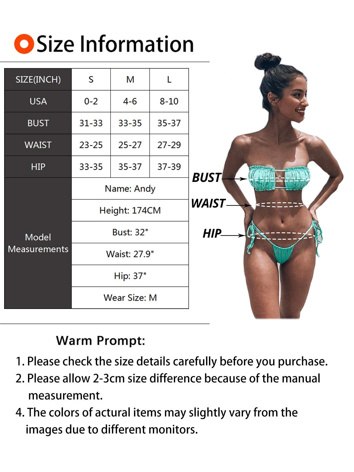 BIKINX Womens Sexy Thong Bikini Set Ruffle Green Swimsuit Micro Bandeau 2 Piece Bathing suit Tie Side Bikini Bottoms