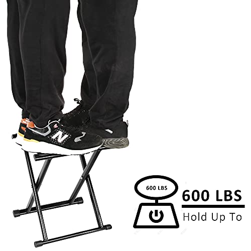 Camping Stool 12.6", Heavy-Duty Folding Stool, Portable Outdoor Small Folding Chair, Hold Up to 600lbs, Camp Stool Suitable for Camping, Hiking, Fishing (S, Black)