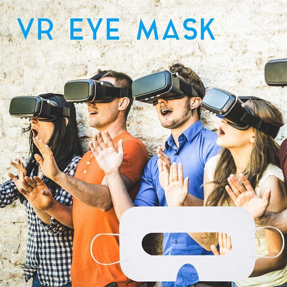 Busjoy 50PSC Disposable VR Mask Universal Sanitary Eye Mask for Oculus Quest 2/HTC Vive/Gear VR/Playstation VR/VR Box/Oculus Rift/HoloLens, Prevent Eye Infections-White