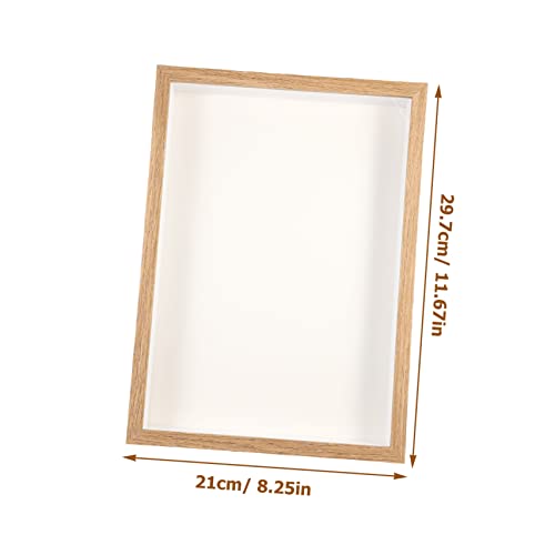 ifundom dried plant frame wood picture frame dried flower floating frame wall picture frame wooden frames wooden decor Photo Display Holder 3D floating frame hollow Glass artwork a4